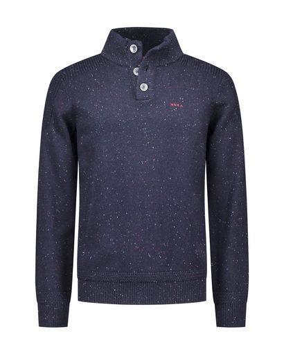 NZA Connor Pullover Button Collar In Icon Navy Melange | Free – The ...